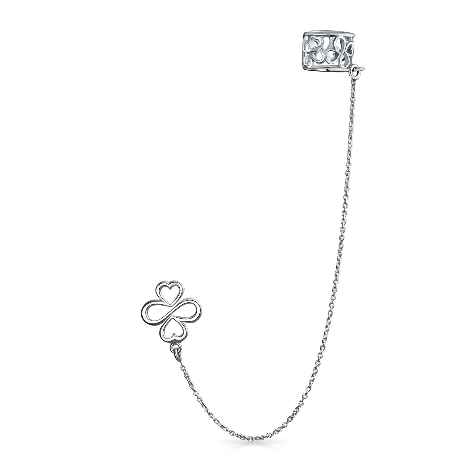 Ayllu Amulet Talisman Intertwine Symbol Heart Infinity Clover For Love Luck Unity Inspirational Cartilage Ear Lobe Earring Chain Ear Cuff Clip Wrap Helix Stud Earring For Women Teens Sterling Silver