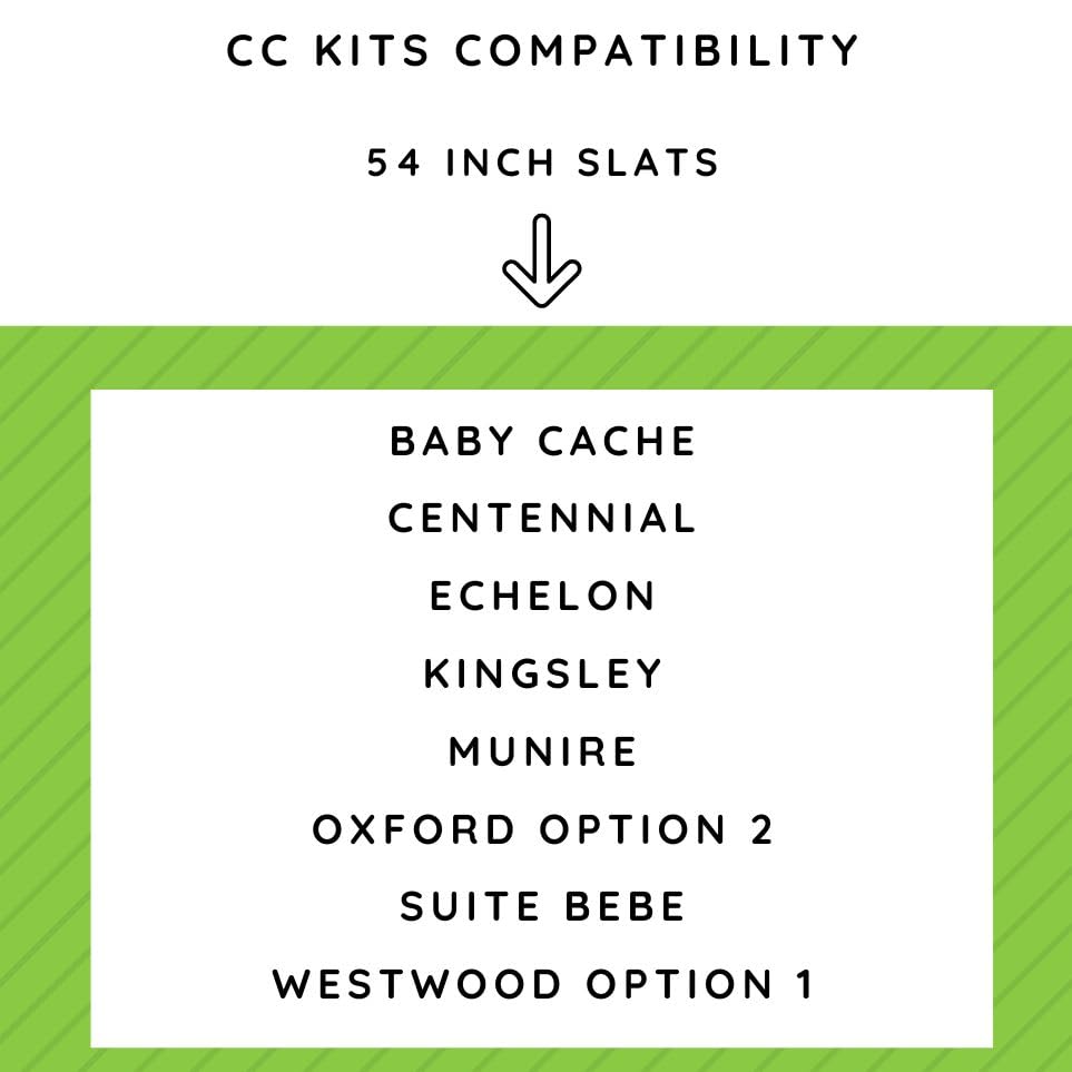 CC KITS Set of Eight (8) 54 Inch Full/Double Size Solid Wood Support Bed Slats|for Use Crib Conversion Kits|Platform Frame for Mattress|Bunkie Board, Box Spring or Foundation Replacement Option