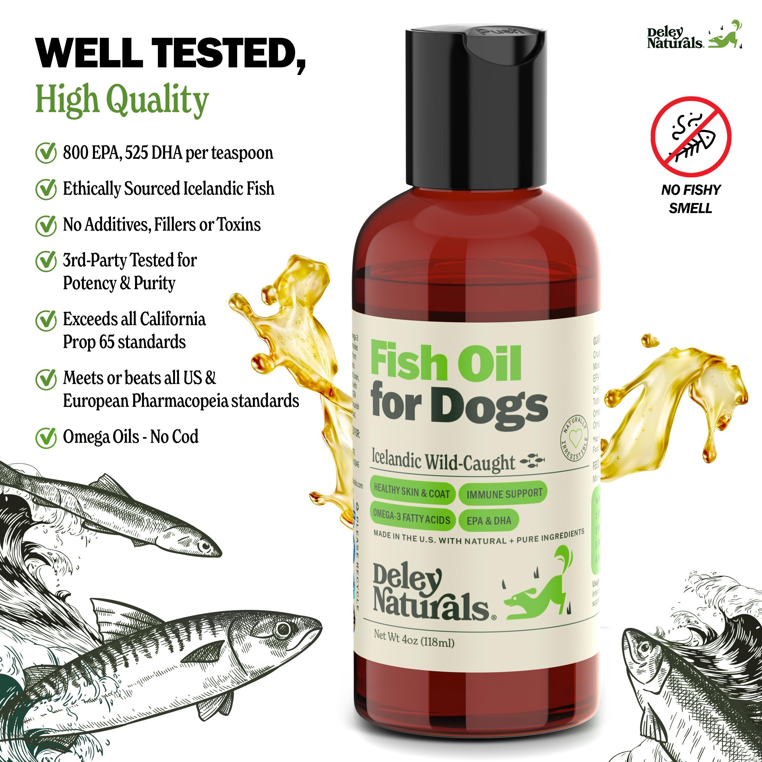 Deley Naturals Probiotics Plus Chews for Dogs and Wild Caught Fish Oil for Dogs - 4oz - Omega 3-6-9