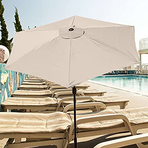 IUIBMI 10Ft Patio Umbrella Replacement Canopy 6 Ribs, Outdoor Umbrella Canopy with 6 Ribs Table Market Yard Umbrella Replacement Top Cover for Backyard Garden Beach (Canopy Only) Beige