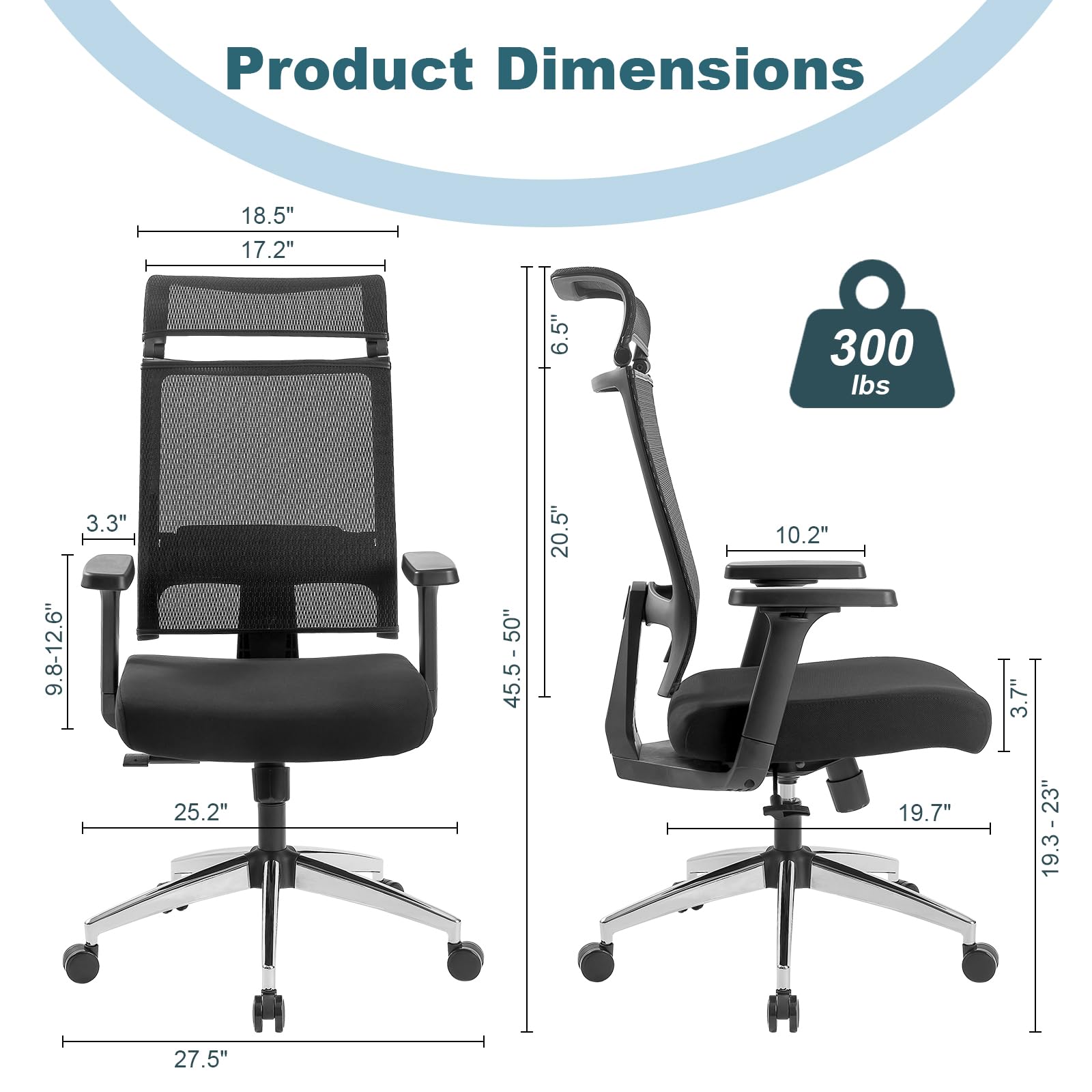 BILKOH Ergonomic High Back Office Chair with Adjustable Lumbar Support Comfortable Thick Cushion Computer Chair Wide Headrest & Reclining Desk Chair Adjustable 3D Armrest & Height Ergonomic Chairs