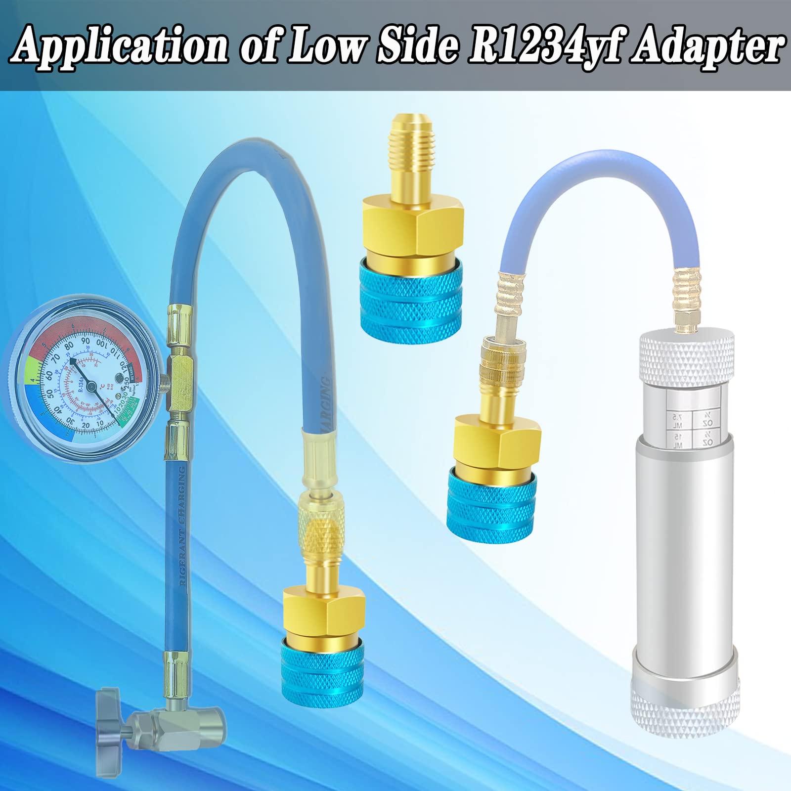 Boltigen R1234YF Low Side Quick Coupler,R1234YF to R134A AC Charging Hose Adapter Fitting Connector for Car Air-Conditioning