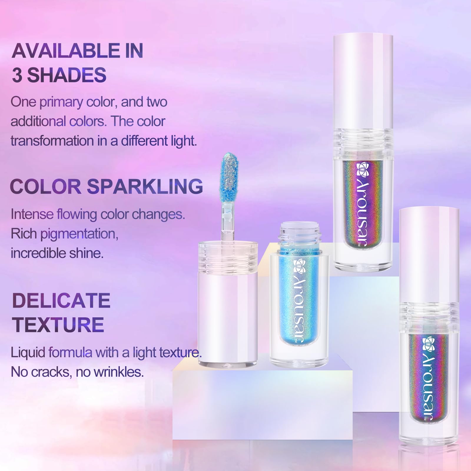 Arousar Metallic Liquid Eyeshadow, Chameleon Metallic Eyeshadow Multi-Color Shifting, Highly Pigmented and Shimmer Eye Makeup, Long Lasting Cosmetics, 01 MERMAID'S TEARS