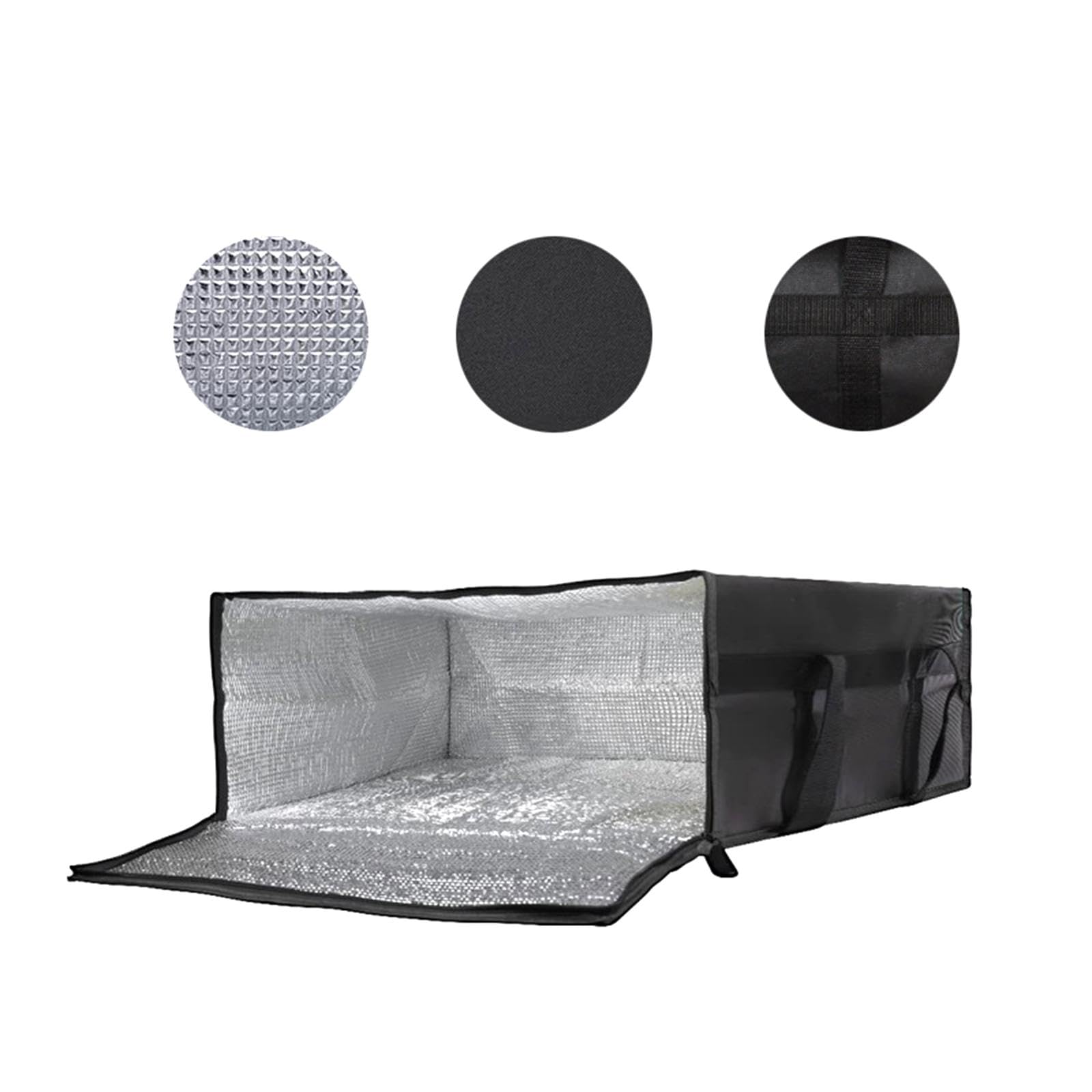 Delivery Pizza Insulated Bag, Portable Pizza Warmer Bag with Double Handles, Waterproof Hot Cold Food Storage Bag for Commercial Catering, Black (Holds 3 Pizza Boxes)