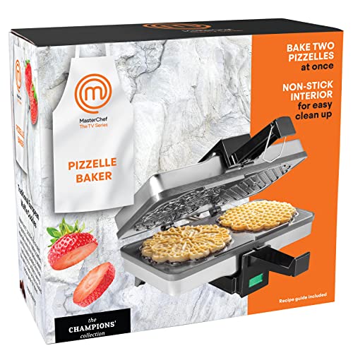 MasterChef Pizzelle Maker - Non-stick Electric Cookie Baker Press, Make Two Homemade 5-Inch Italian Waffle Cookies at Once for Breakfast, Dessert, Birthday Gift
