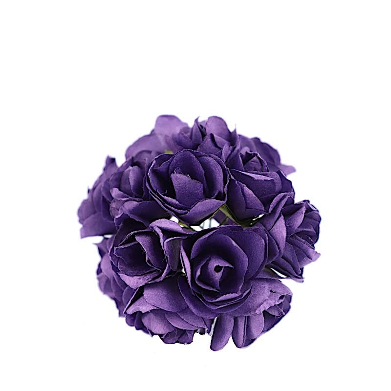 Balsa Circle 144 Purple Craft Paper Roses - Mini Flowers for DIY Wedding Birthday Party Favors Decorations Supplies Bulk