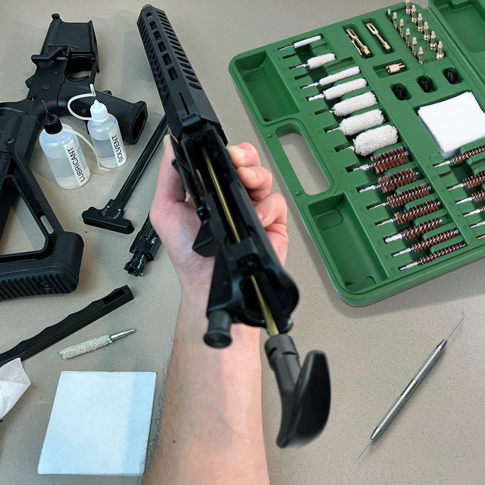 CaliXpert Universal Gun Cleaning Kit with Storage Case and Extra Stainless Steel Pick (Brass Jags and Loops)