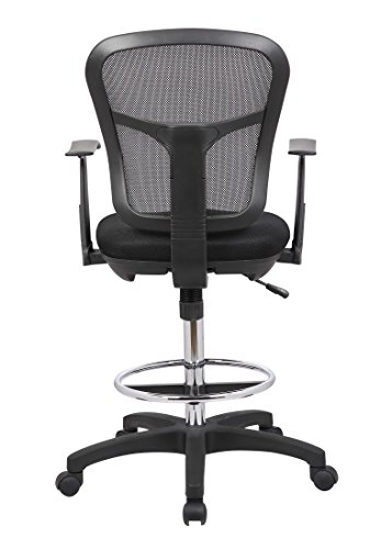 OFFICE FACTOR Drafting Chair with Foot Ring, Mesh Back Drafting Clerk Stool, Adjustable Height, Removable Arms Swivel Chair for Office Home