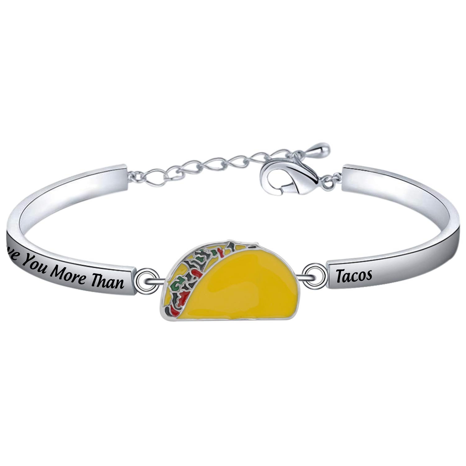 BEKECH Funny Tacos Bracelet Gift for Her I Love You More Than Tacos Bracelet Girlfriend Gift