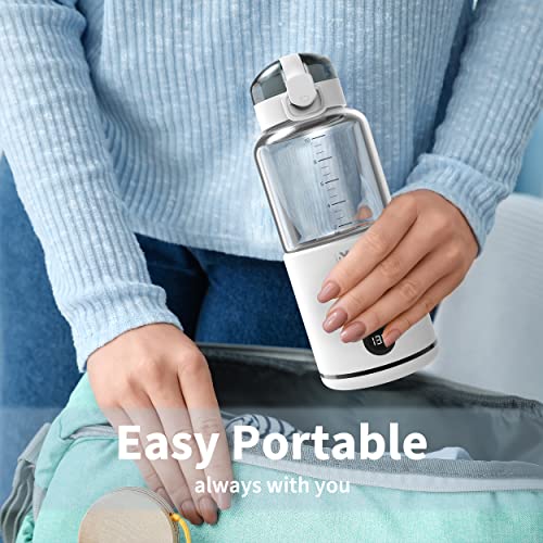 IXTECH Portable Water Warmer for Baby Formula, Milk Warmer for Travel, 10 oz,Electric Warming with Adjustable Temperature Control, Leak-Resistant Spout, Rechargeable and Wireless