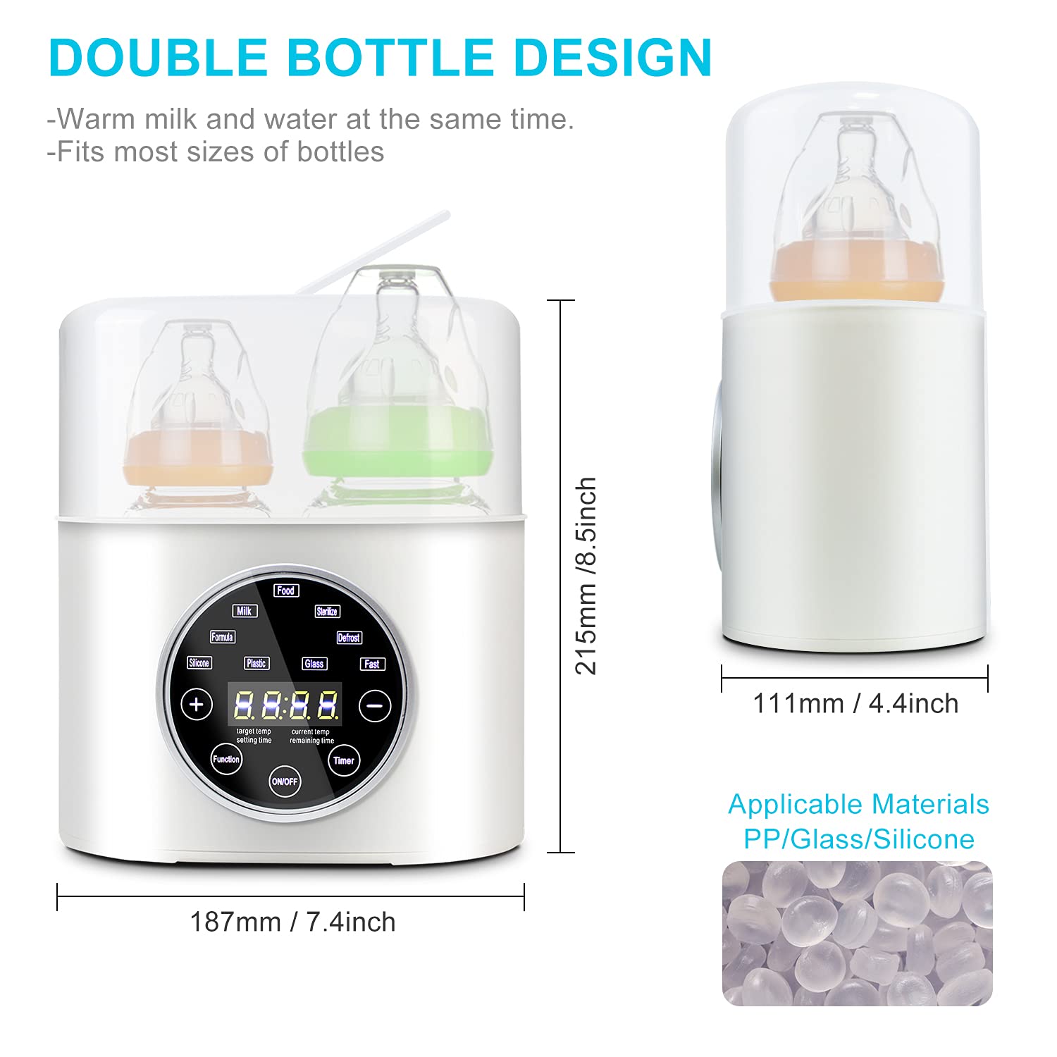Bottle Warmer, CREPOW Fast Baby Bottle Warmer and Bottle 6-in-1 Fast Food Heater Defrost Warmer for Baby Milk Breastmilk Formula with LED Display Thermostat Timer Function