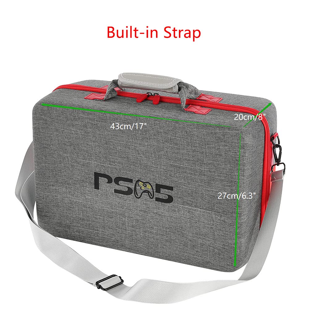 ASNOMY Carrying Case Compatible with PS5, Hard Shell Carry Case Travel Bag, Organizer Protective Case for Playstation 5 Console,Dual Controller and Accessories[Not suitable with 2023 "slim version]