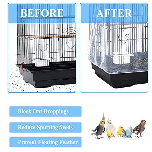 ASOCEA Extra Large Bird Cage Seed Catcher Guard Universal Birdcage Cover Nylon Mesh Net for Parrot Parakeet Macaw Lovebird African Grey - White (Not Include Birdcage) β¦