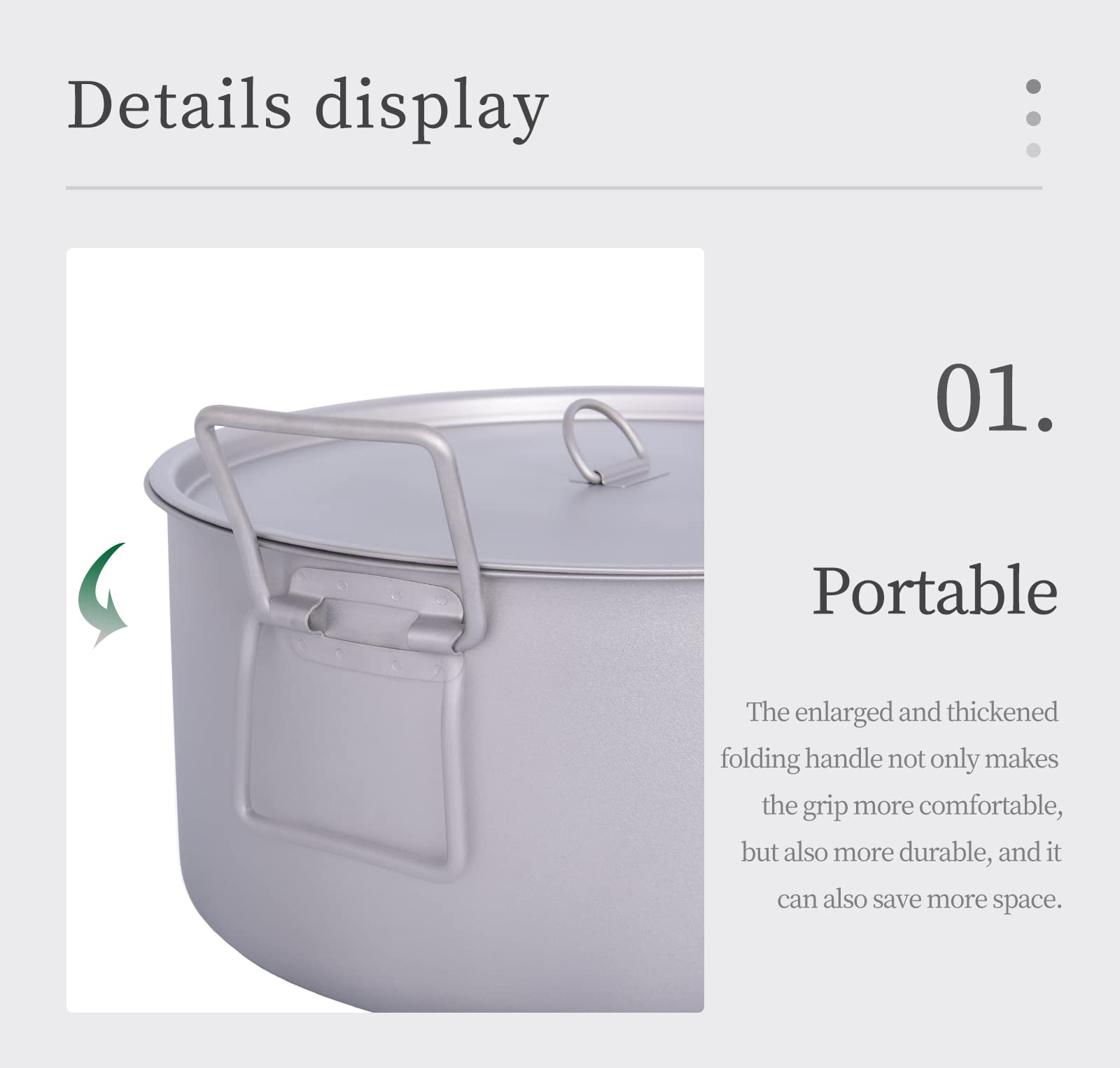 Boundless Voyage 5L Titanium Stock Pot with Lid Folding Handle Soup Pot for Outdoor Camping Hiking Picnic Home Kitchen Ultralight Cookware Ti2104C