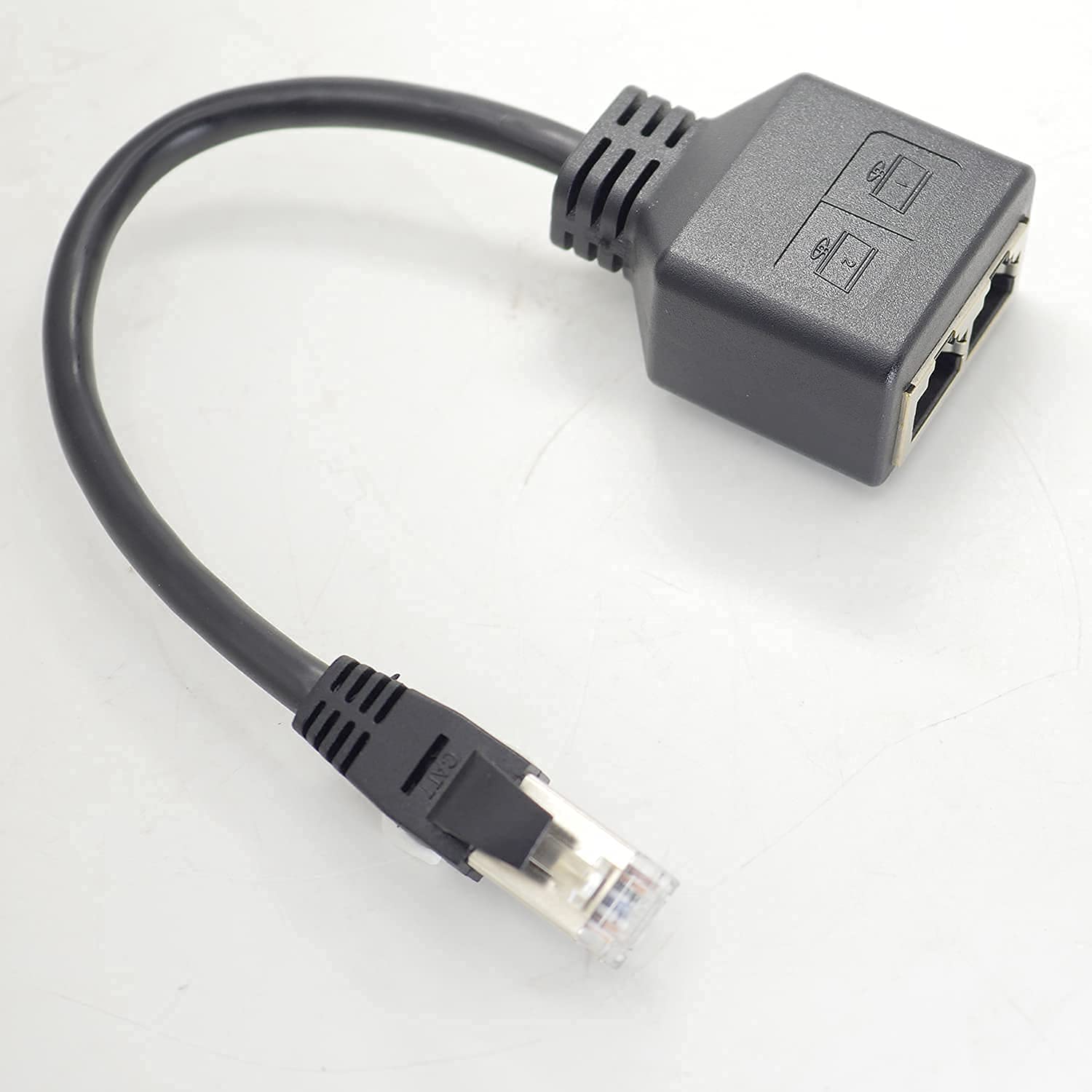 LYMGS RJ45 Ethernet Cable Splitter Network Adapter, NOT Router, 1 Male to 2 Female LAN Ethernet LAN Network Extension Splitter Cable 8-Pin Adaptor with 145mm Line