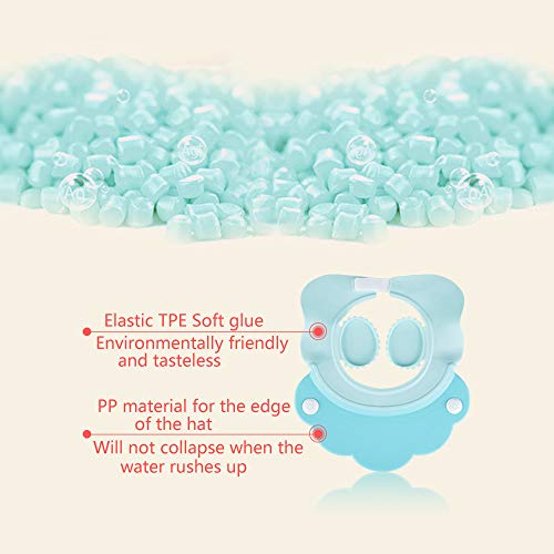 Baby Shower Cap Bathing Cap Safe Silicone Protection Bath Cap Soft Adjustable Visor Hat for Protector Head Eye Ear Shampoo Caps for Toddler,Baby, Kids,Children(Blue)