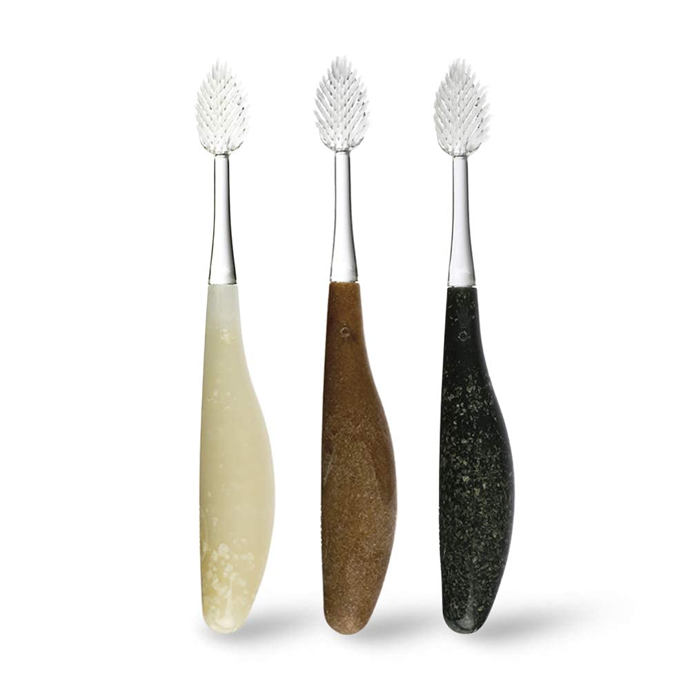 RADIUS Toothbrush Source Floss Brush BPA Free & ADA Accepted Improve Gum Health & Reduce Gum Issues - Super Soft - Cornstarch/Wood/Money - Pack of 3