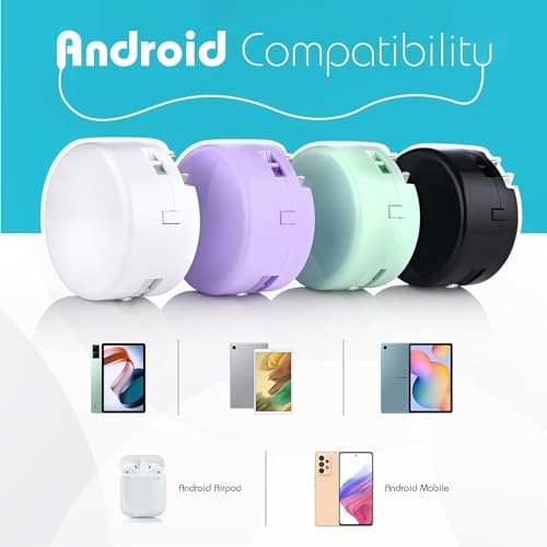 Bibicord Portable Wall Charger (not Compatible with iPhone) with Micro Retractable Cable & 2500 mAh Battery (Provide 60% Coverage) 3-in-One Accessory Compatible with Andriod mobiles