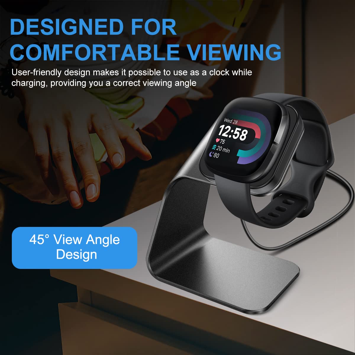 CAVN Charger Dock Compatible with Charge 6/ Charge 5/Luxe, Replacement Charger Stand Charging Cable Station Cradle with 4.2ft USB Cord for Charge 6 Smartwatch (Grey)