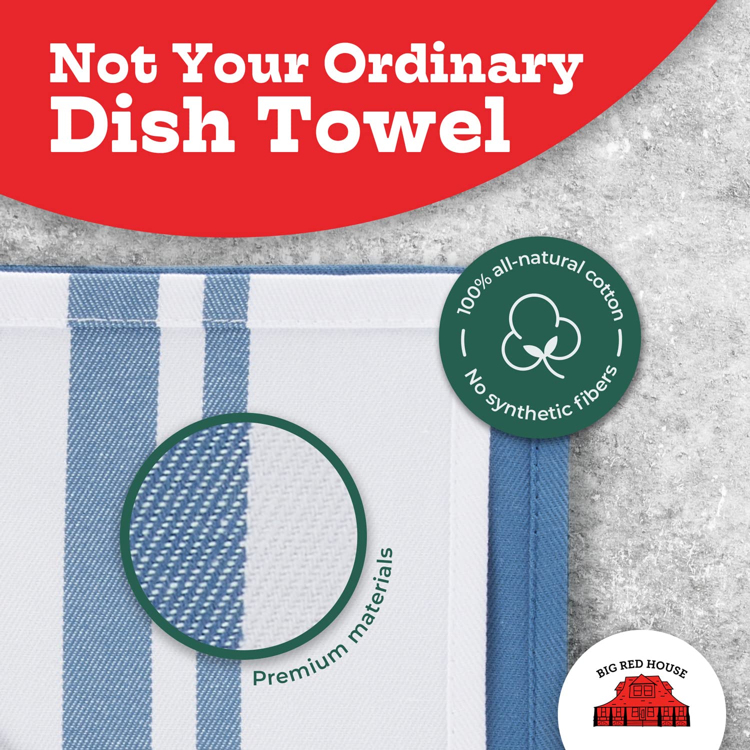 Big Red House Kitchen Towels - 6-Pack, 100% Cotton Kitchen Towels and Dishcloths Sets - Dish Towels for Drying Dishes and Cups - Home and Kitchen Accessories - Turquoise