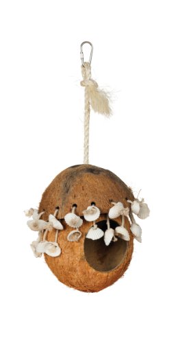 Prevue Hendryx 62802 Naturals Coco Hideaway with Shells Bird Toy, 8 x 4.5