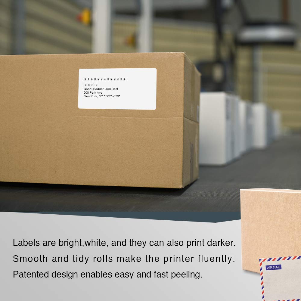 BETCKEY - Compatible DYMO 30323 (2-1/8" x 4" Removable) Shipping Labels - Compatible with Rollo, DYMO Labelwriter 450, 4XL & Zebra Desktop Printers[6 Rolls/1440 Labels]