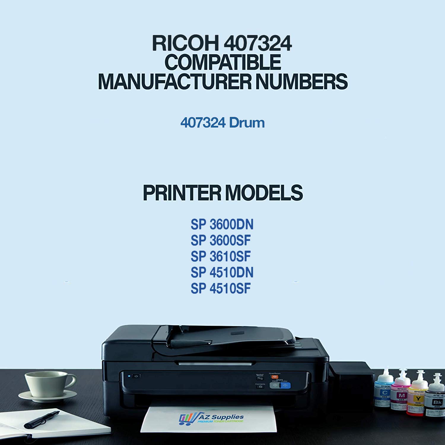 AZ SUPPLIES Compatible Drum Unit Replacement for Ricoh 407324 Drum SP 3600DN SP 3600SF SP 3610SF SP 4510DN SP 4510SF (Black Drum - 1 Pack)