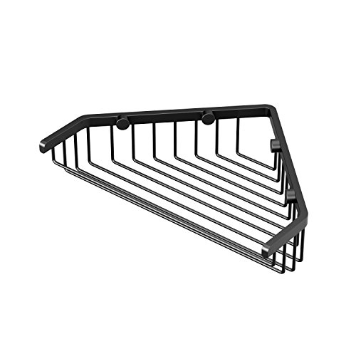 Gatco 1497MX Shower Basket, 9.25", Matte Black | Wall Mounted Stainless Steel Corner Shower Caddy | Bathroom Corner Shelf Organizer in Matte Black