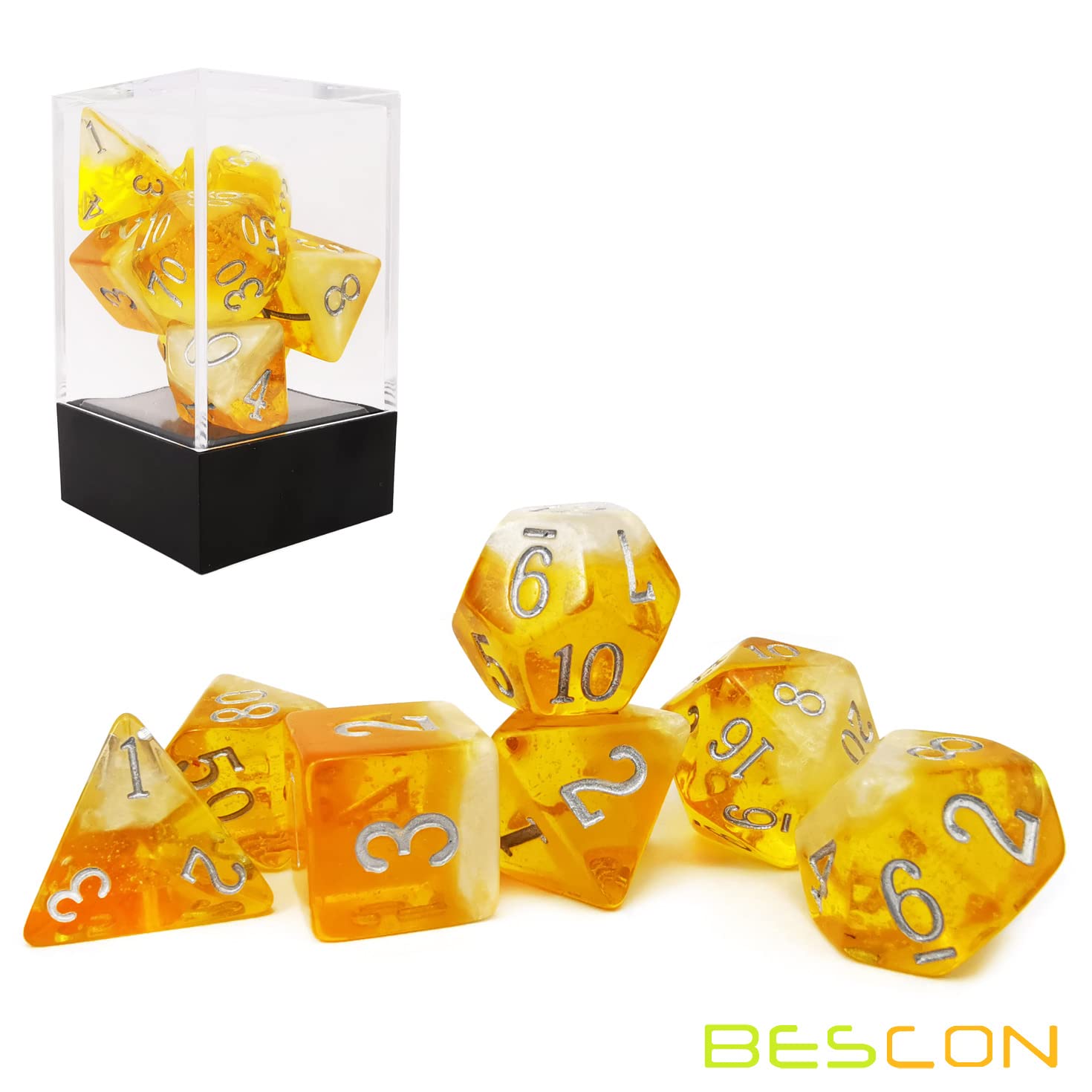 Bescon Beer Dice Set, Novelty 7pcs BeerDice Polyhedral D&D DND Dice Set of 7pcs; Lager Set