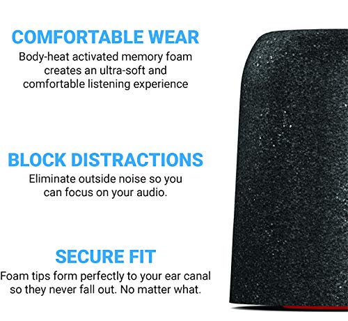 Comply Professional Series Memory Foam Tips for All Shure Earbuds | Size Medium, 3 Pairs,Black