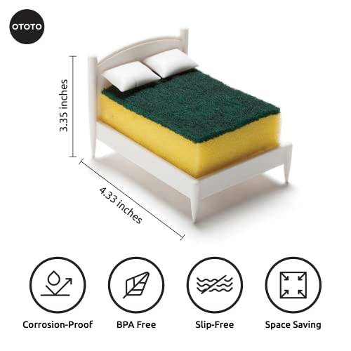 OTOTO Clean Dreams Kitchen Sponge Holder - Plastic Dish Sponge Holder for Kitchen Sink, Fits Any Standard Size Scrubby - Kitchen Sink Organizer, Decor, and Unique Gift Idea - Sponge Included