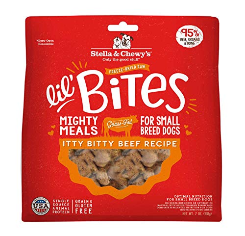 Stella & Chewy's Freeze-Dried Raw Lil' Bites Itty Bitty Beef Recipe Small Breed Dog Food, 7 oz. Bag (Pack of 6)