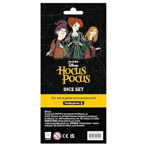 Hocus Pocus Dice Set | Collectible d6 Dice Featuring Characters & References - Sanderson Sisters (Winifred, Sarah, and Mary), Thackery Binx, Candle, and Book Eye | Officially Licensed 6-Sided Dice