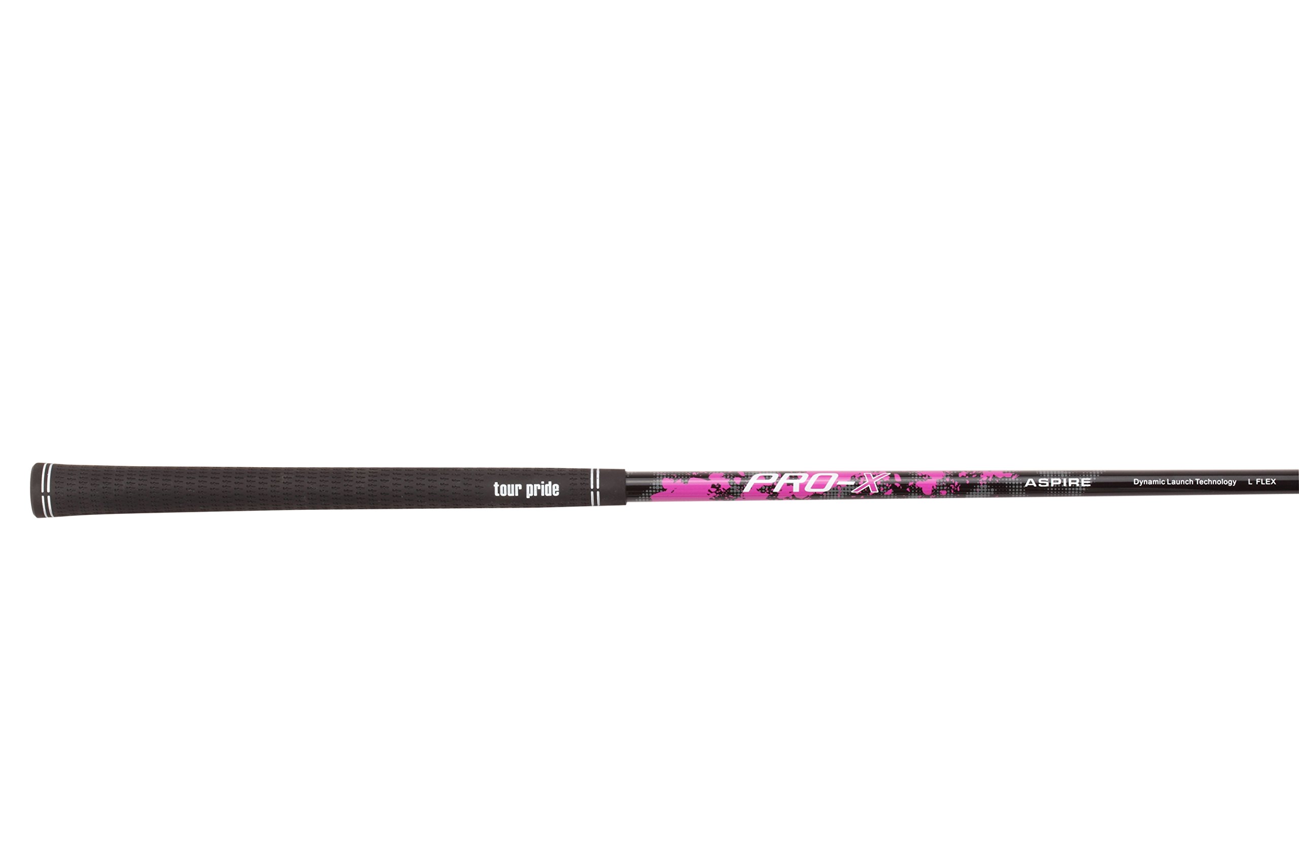 Aspire PRO-X Ladies Womens Complete Right Handed Golf Clubs Set Includes Titanium F Driver, 3 Fairway Wood, 4-5 Hybrids, 7-SW Irons, Putter, Cart Bag, 4 H/C's (Regular Size, Right Hand)