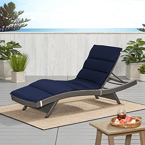 Maphissus Navy Blue Outdoor Chaise Lounge Folding Cushion,Water-Resistant Adjustable Pool Lounge Chair Cushion,72"X21"X2" Patio Reclining Sun Lounger Cushions