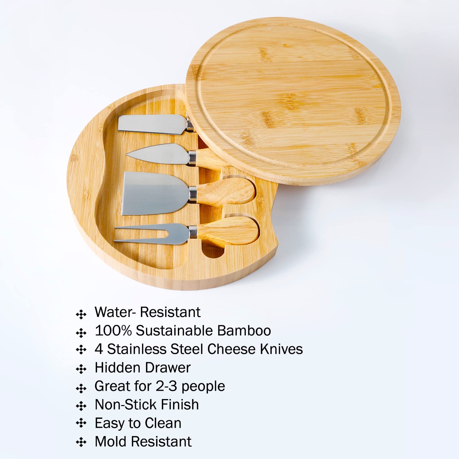 Charcuterie Board Set, Small Cheese Boards, Bamboo Cheese Board and Bamboo Serving Tray Including 4 Stainless Steel Knife, Perfect Choice for Breakfast, Dinners and Special Celebrations by ANAXOR