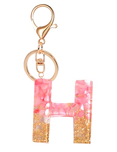 MBOAH Pink Initial Letter Keychain for Women、Kids、Teens、Girls、Sisters、Couples,Cute Key Chain Accessories for Car Keys、Wallet、Backpack,Personalized Funny Gift for Girlfriend、Boyfriend、Family(Letter:H)