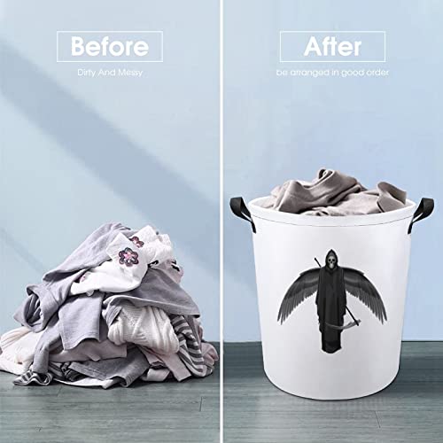 Death Grim Reaper Large Laundry Basket Hamper Bag Washing with Handles for College Dorm Portable