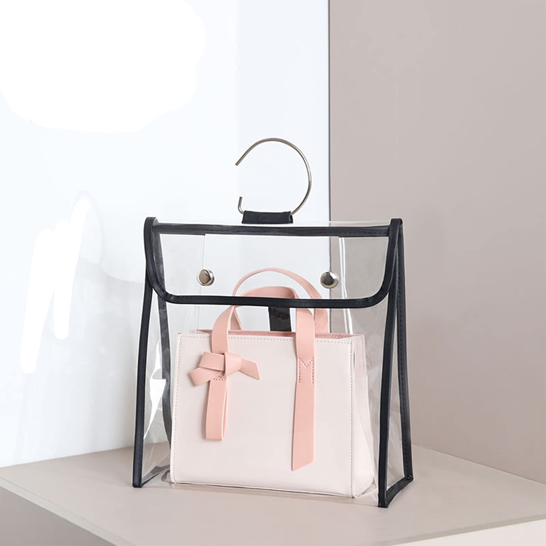 Holgosiu Handbag Dust Bag Clear Handbag Storage Transparent Handbag Organizer Clear Purse Storage Organizer Anti-dust Storage Bag for Closet PVC Handbag Dust Cover Clear Hanging Shelves, 3 Sizes
