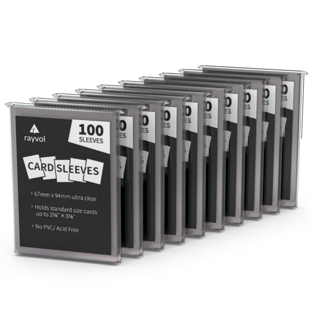 Rayvol 1000 Soft Penny Card Sleeves, 67mm x 94mm Card Sleeves Fit 2-5/8'' x 3-5/8'' Trading Cards, for Baseball Cards, Sports and Other Trading Card Games