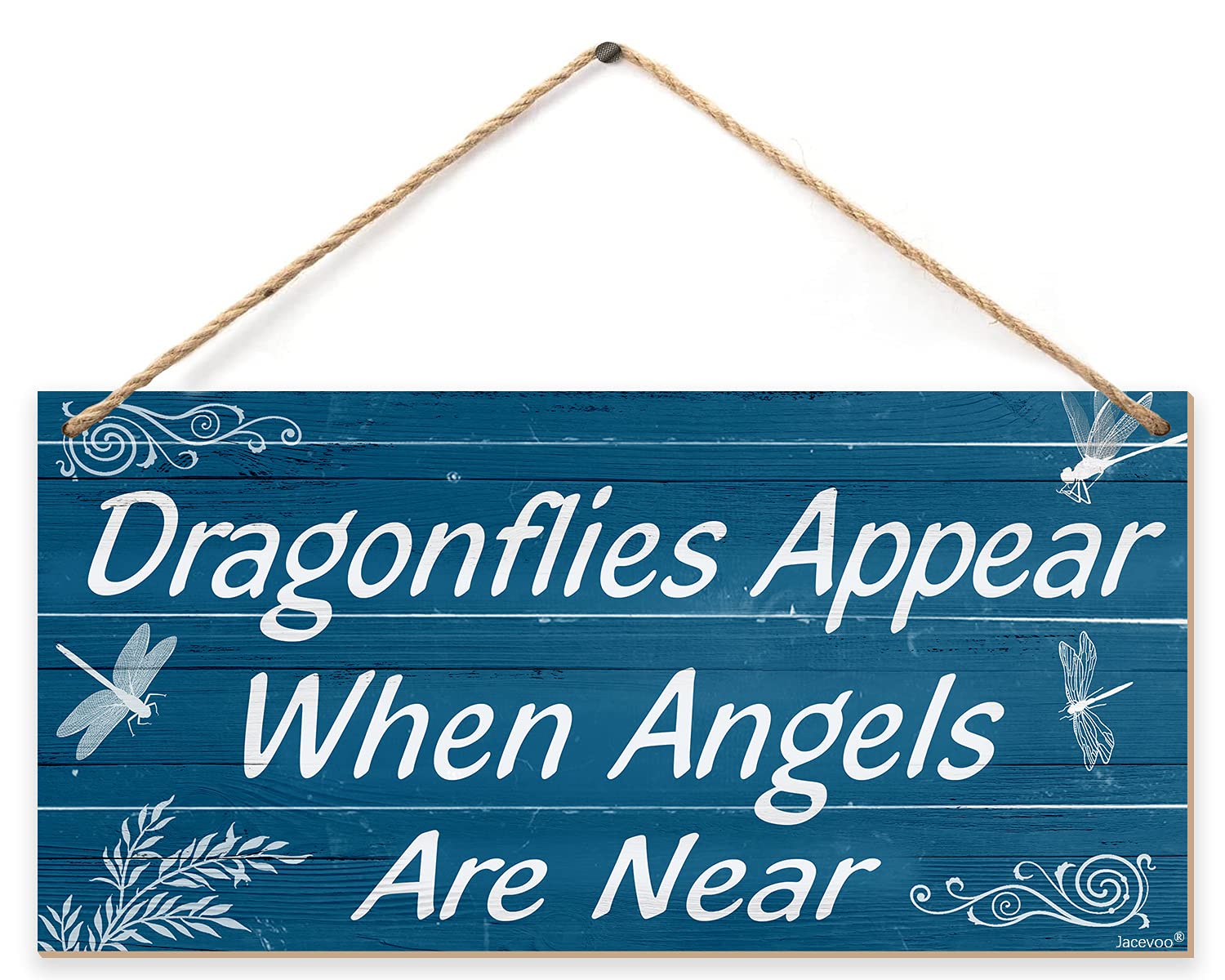 Retro Wood Sign Dragonflies Appear When Angels Are Near-Home Kitchen Bar Patio Porch garden Wall Decoration Novelty Sign 6X12 Inch