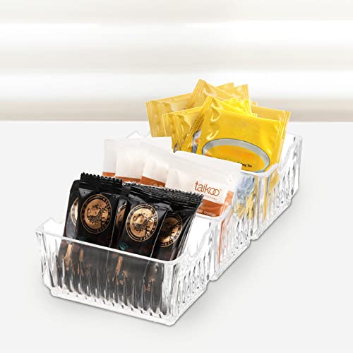 DEAYOU 6-Pack Sugar Packet Holder, Acrylic Tea Bag Organizer for Drawer, Clear Sugar Bag Caddy Container, Small Condiments Packet Holder Dispenser for Countertop, Coffee Bar, Cabinet, Sweetener
