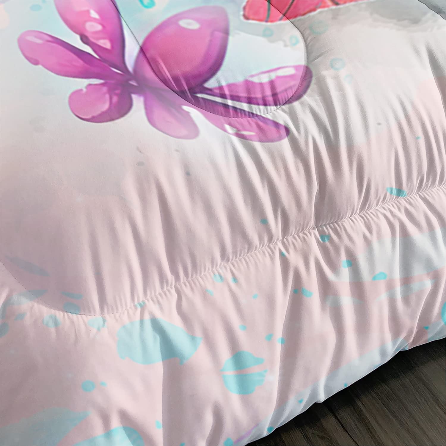 CVHOUSE Kawaii Sea Turtle Comforter Set Twin Size,Ocean Theme Bedding Set for Girls Kids,Tie Die Turtle Quilt Set Ocean Turtle Duvet Set Ocean Decor 3 Pieces