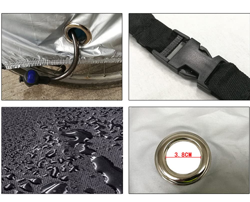 Bike Cover Waterproof Outdoor Bicycle Covers for Mountain and Road Bikes, Rain Sun UV,Bikes with Lock Holes & Storage Bag (Black)