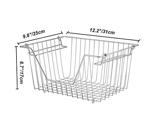 blitzlabs Stackable Wire Organizing Basket Storage Baskets Cabinet Organizer Sturdy Metal Wire Pantry Freezer Bin for Home Bathroom Kitchen Organization 3 pack