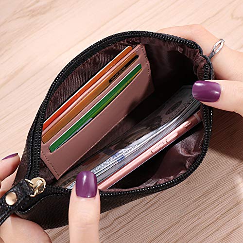 RBKLO Clutch Wristlet Women's,Crossbody Clutch Wallet Purse Wristlet,Leather Wristlet Clutch Wallet,Multi Card Organizer Wallet Purse(Black)