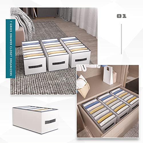 DonYeco 3 Pack Wardrobe Clothes Organizer, 8 Grids Closet Organizer for Jeans, Dimension 15-3/4" x 9-1/2"x 8" (Compartment width: 2")