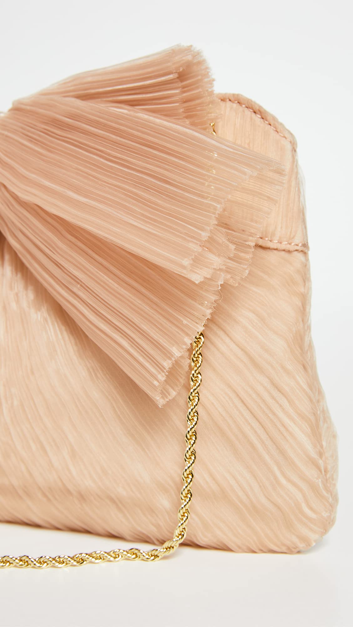 Loeffler Randall Women's Rayne Pleated Frame Clutch with Bow, Beauty, Pink, Tan, Small