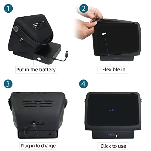 Battery Base for Show8 1st & 2nd Gen, Portable Show8 2nd Charger, Xiaodu Smarts Speaker Battery Stand 15600mAh, 9.5 Hours Work Time Protector with Handle,Black…