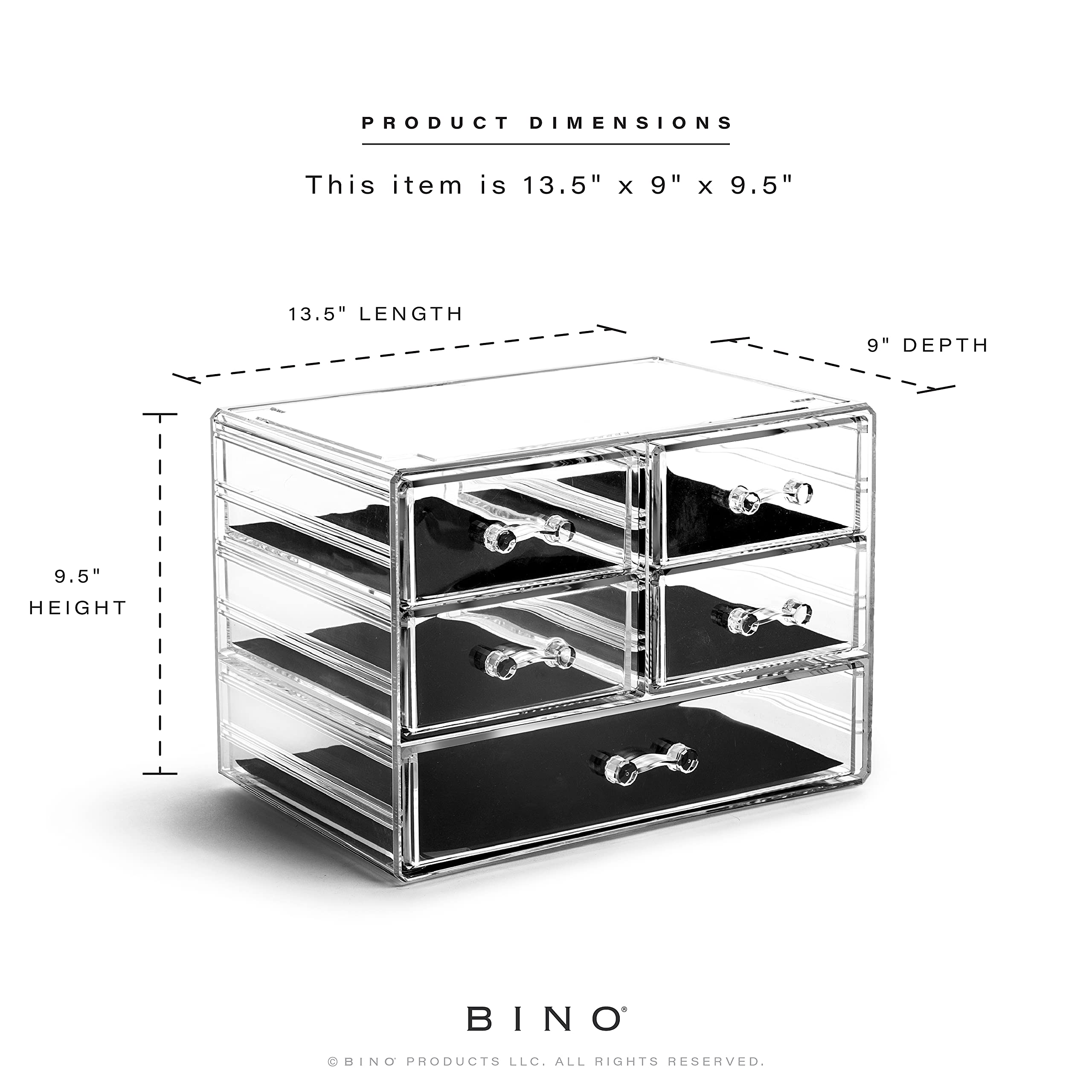 BINO | 5 Drawer Makeup Organizer - Houston | THE MANHATTAN SERIES | Makeup Drawer Organizer | Makeup Storage | Cosmetic Organizer | Vanity Organizer | Clear Makeup Organizers And Storage Cases